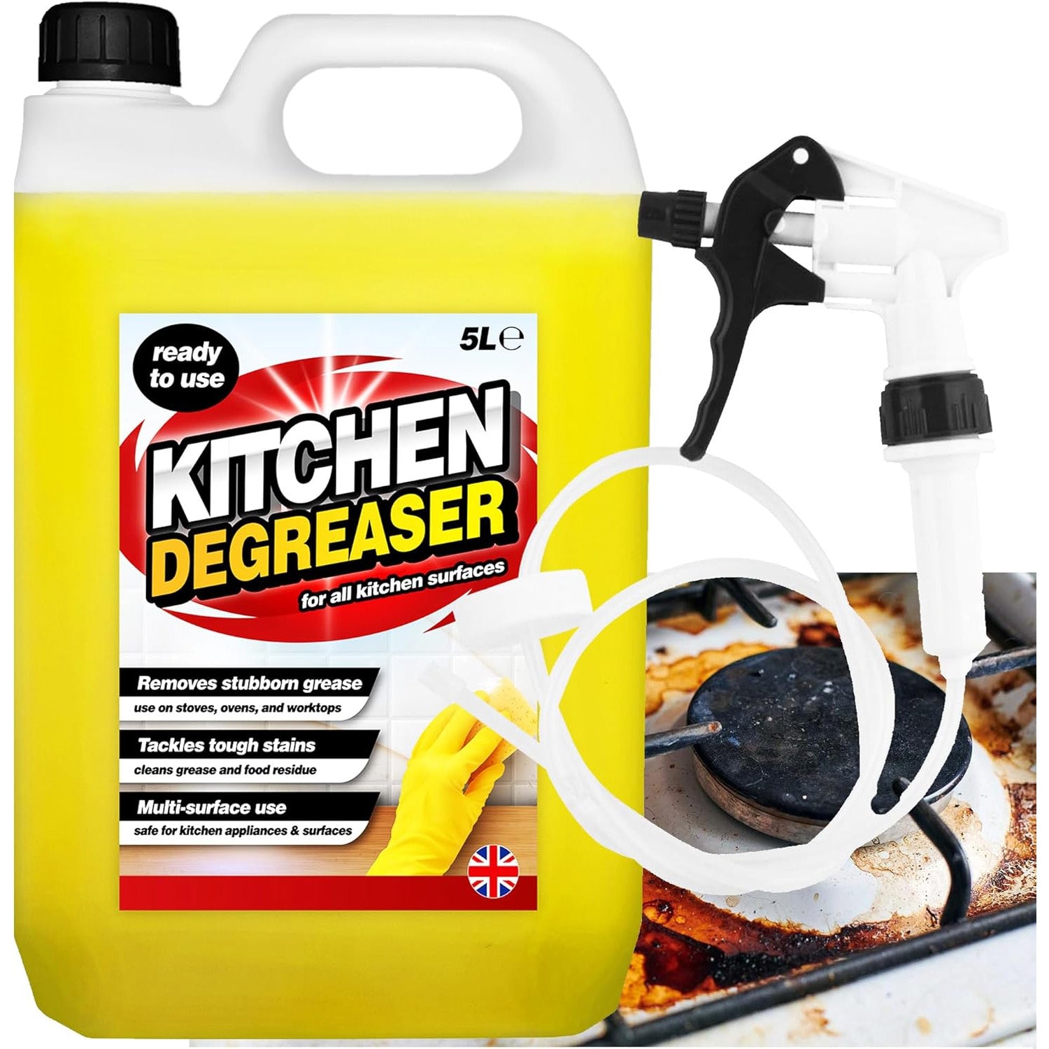 5L Heavy Duty Kitchen Degreaser With Convenient Long Hose Trigger ...
